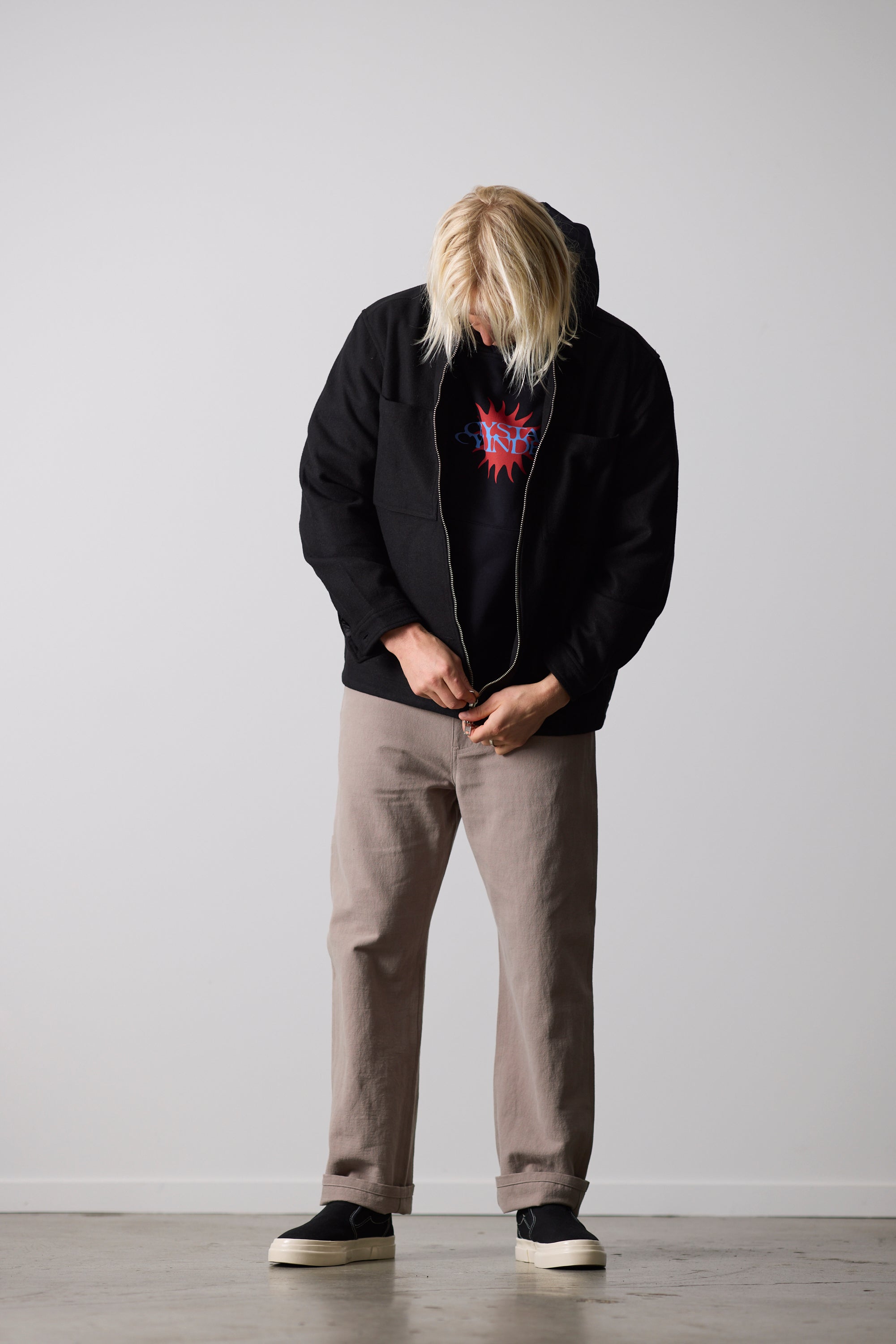 Mens Rising Sun Hood - Washed Black – Crystal Cylinder